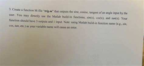 Create A Function M File Trig M ﻿that Outputs The