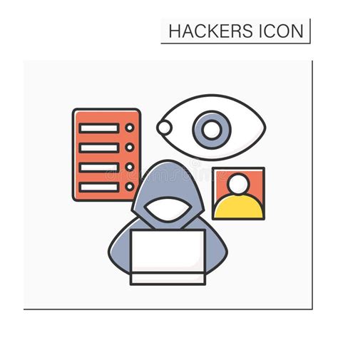 Hacker Icon Website Attack With Credential Reuse Line Vector Illustration Stock Vector