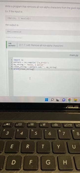 Solved Write A Program That Removes All Non Alpha Characters