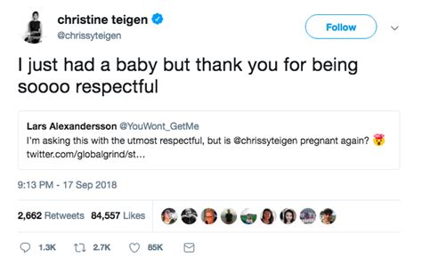Chrissy Teigen Perfectly Tackled A Body Shamer Who Respectfully Asked If She Was Pregnant