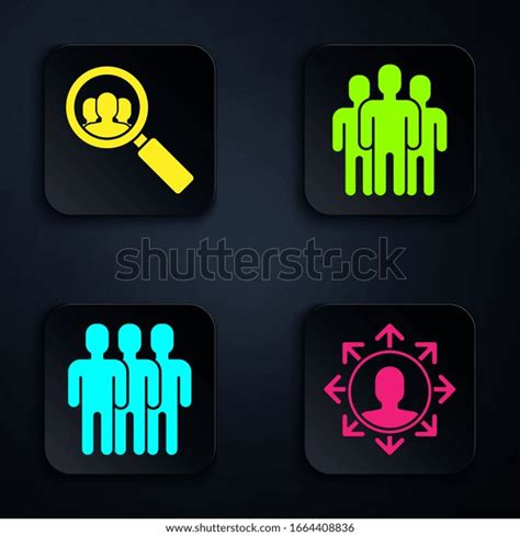Set Project Team Base Magnifying Glass Stock Vector Royalty Free