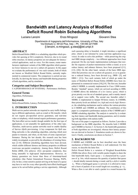 Pdf Bandwidth And Latency Analysis Of Modified Deficit Round Robin