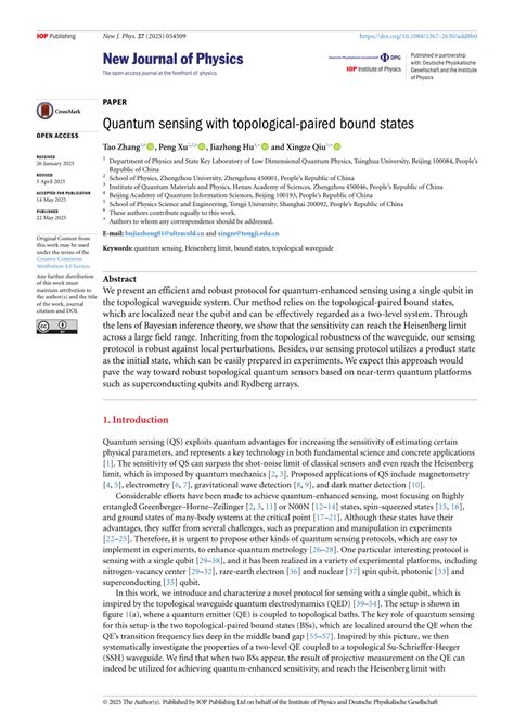 Pdf Quantum Sensing With Topological Paired Bound States