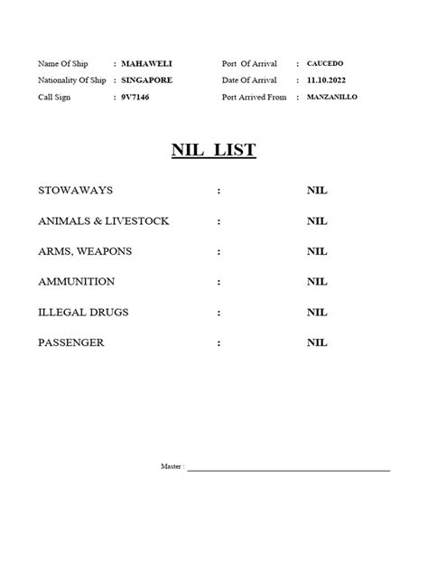 11 Nil Ship Declaration Pdf