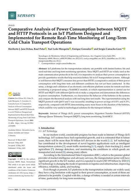 Pdf Comparative Analysis Of Power Consumption Between Mqtt And