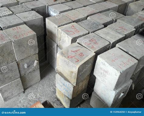 Concrete Cube Strength Compression Test At The Laboratory Using Compression Machine Editorial