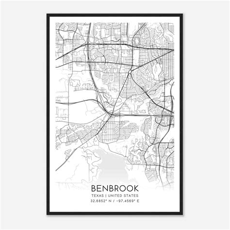 Benbrook Texas Map Poster Modern Home Decor Wall Art Print Custom