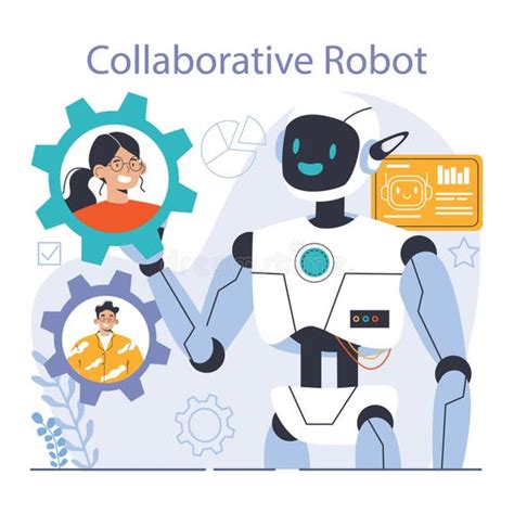 Robotic Manufacture Automated Systems Or Ai Working For Manufacturing Stock Vector