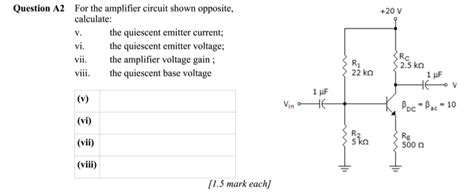 Solved V Question A For The Amplifier Circuit Shown Chegg Com