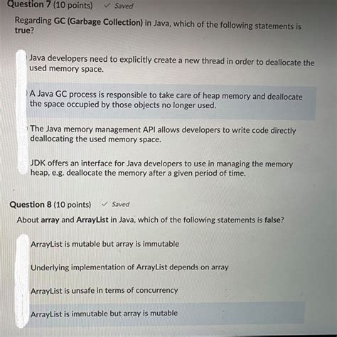 Solved Question 7 10 Points Saved Regarding Gc Garbage