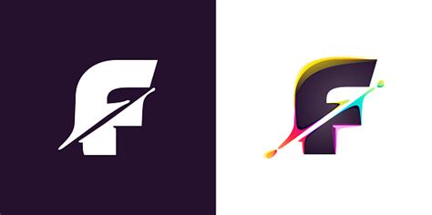 사이버 왜곡 색상 이동 효과가 있는 F 문자 로고 문자 다색 그라데이션 유형입니다 네온 글리치 환상 아이콘입니다 Brand