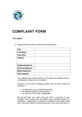 Fillable Online Redcar Cleveland Gov Code Of Conduct Complaint Form Redcar And Cleveland