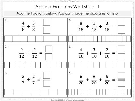 Adding Fractions Visual Worksheet Download Worksheets Library