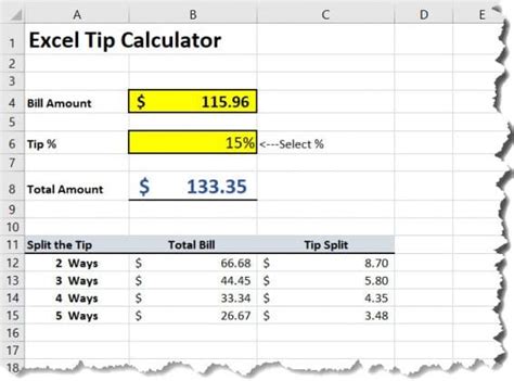 Tip Calculator Template In Excel Download Template Excelbuddy Com