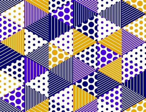 Seamless Isometric Rhombus And Triangles And Dots Geometric Pattern 3d Cubes Vector Tiling