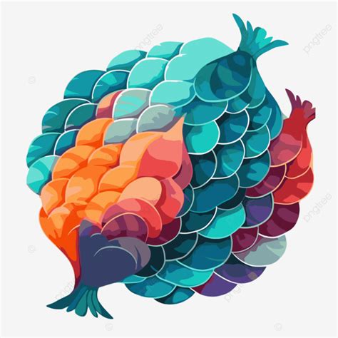 Fish Scale Vector Sticker Clipart In The Style Of Futuristic