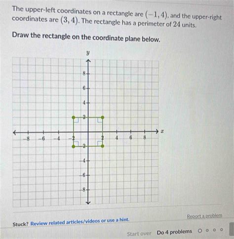 Solved The Upper Left Coordinates On A Rectangle Are 14 And The