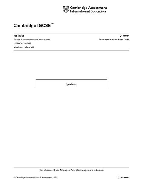 Marking Scheme Igcse Specimen Paper 4 Pdf Vladimir Lenin Weimar