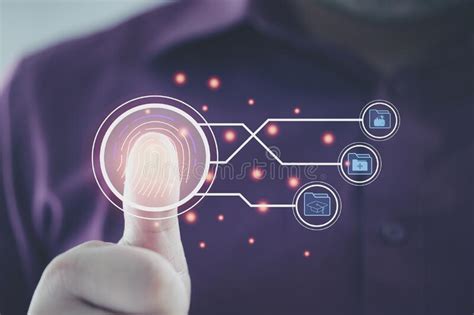 Men Use Their Thumbs To Scan Fingerprints And Biometric Identification