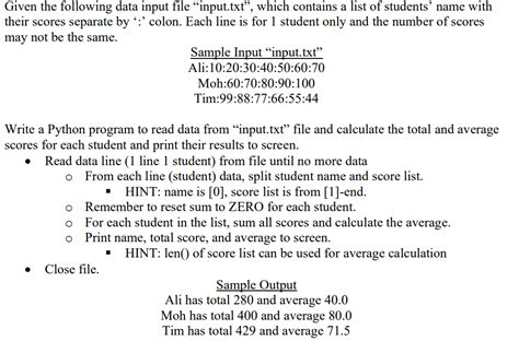 solved given the following data input file input txt