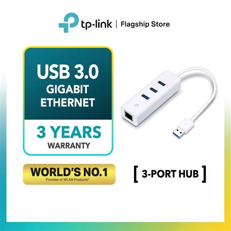 Tp Link Usb 3 0 3 Port Plug Play Hub And Gigabit Ethernet Adapter 2 In 1 Usb Ue330 Adapter