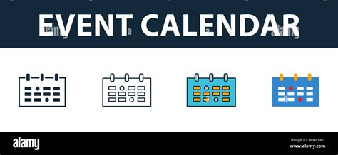 Event Calendar Icon Set Four Simple Symbols In Diferent Styles From Smm Icons Collection