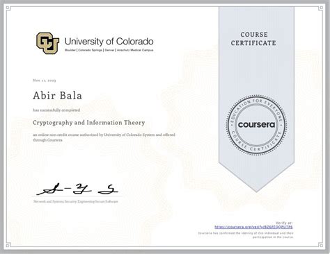 Finished Cryptography And Information Theory Course On Coursera Abir Bala Posted On The Topic
