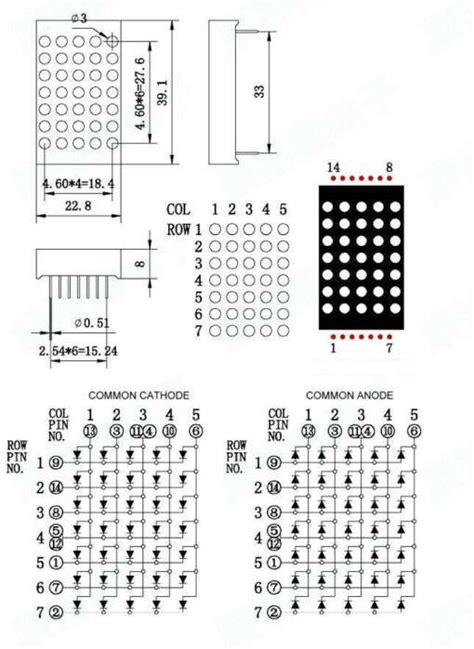 Led Dot Matrix Display 5x7 3mm Red Common Anode Makers Electronics