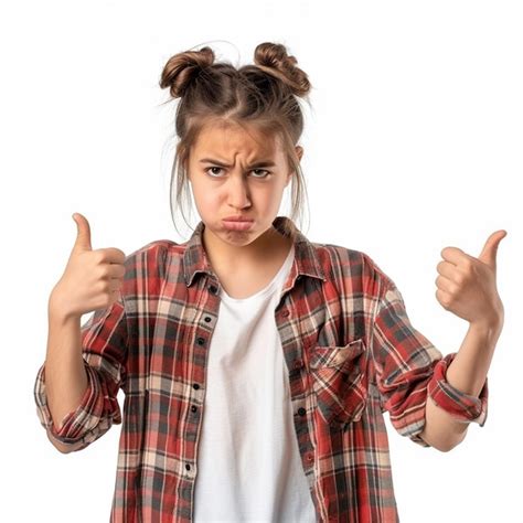 Premium Photo A Girl With Her Thumb Up Giving A Thumbs Up Sign