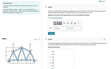 Solved A Review Learning Goal To Use The Method Of Sections