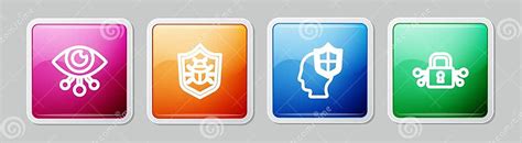 Set Line Eye Scan System Bug Head With Shield And Cyber Security