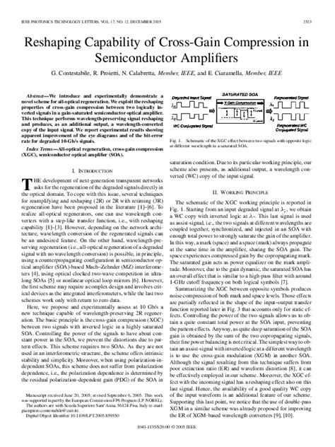 Pdf Cross Gain Compression In Semiconductor Optical Amplifiers Ernesto Ciaramella