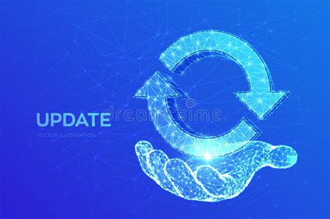Update Or Synchronization Icon Abstract 3d Low Polygonal Robot Holding Update Or Sync Sign