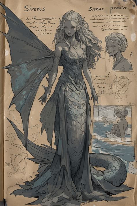 Sirens в 2025 г Изображения медведей Рисунки русалки Эскизы персонажей