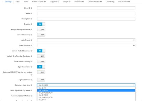 Missing Rsasha384 Signature Algorithm Type In Client Settings Saml