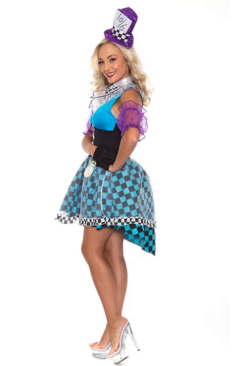 Ladies Mad Hatter Tea Party Alice In Wonderland Fancy Dress Costume