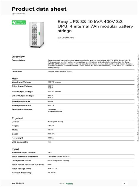 Easy Ups 3s E3sups40khb2 Pdf Mains Electricity Metrology