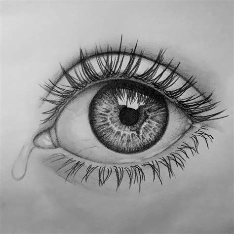 Tried To Draw A Realistic Eye With Teardrop Pencil Drawing R Drawing