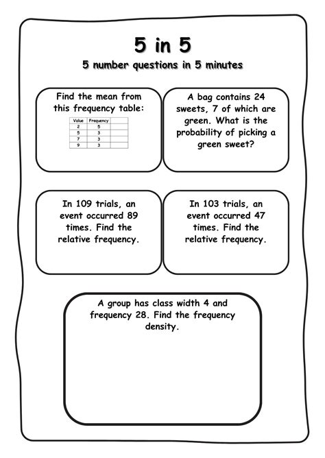 Gcse Maths Statistics Starter Questions Grades 4 7 Teaching Resources