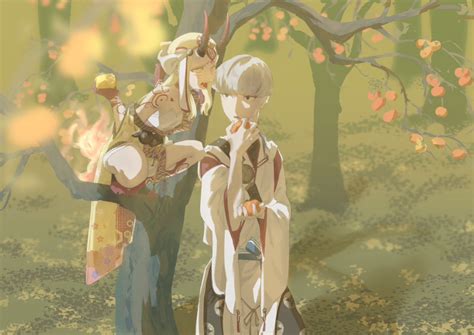 Safebooru 1boy 1girl Black Eyes Blonde Hair Body Markings Commentary