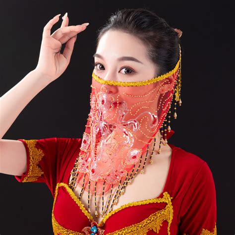 Belly Dance Bandage Veil Women Oriental Dance Face Veil Scarf Hanfu