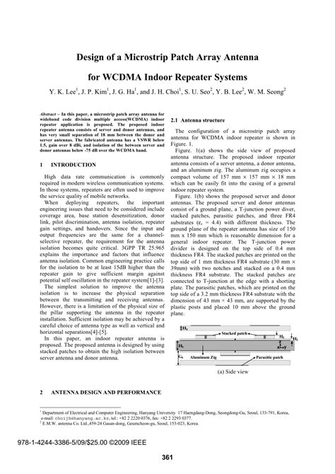 PDF Design Of A Microstrip Patch Array Antenna For WCDMA Indoor Repeater Systems