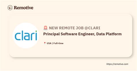 Hiring Principal Software Engineer Data Platform Clari