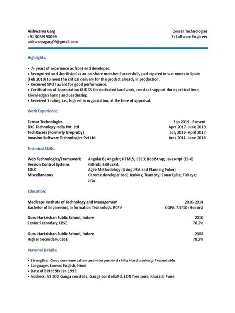 aishwarya garg resume pdf web application java script