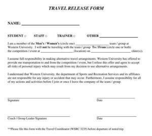 Transportation Liability Release Form ReleaseForm Net