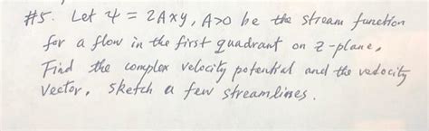 Solved Let ψ Axy A be the stream function for a flow Chegg com