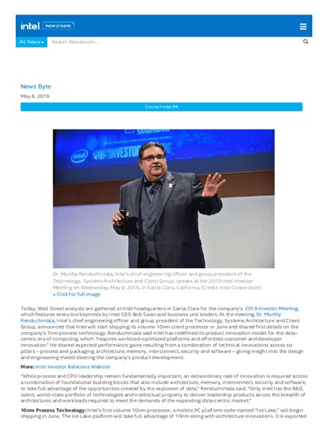 Fillable Online Intel Previews Design Innovation 10nm Cpu Ships In June Fax Email Print