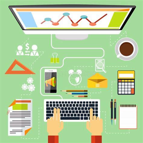 Programmer At Working Place Witn Equipment Stock Vector Illustration