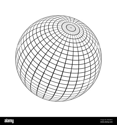 3d Sphere Wireframe Icon Orb Model Spherical Shape Grid Ball Isolated On White Background