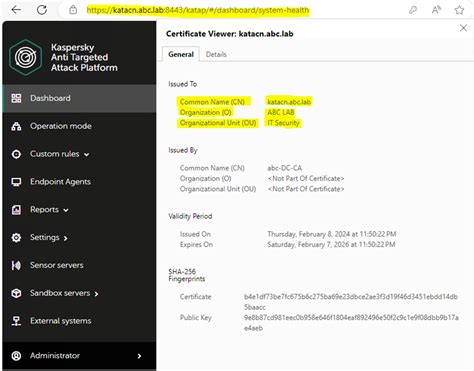 How to сreate the certificate from Internal CA and change KATA CN Web UI Certificate KATA KEDRE